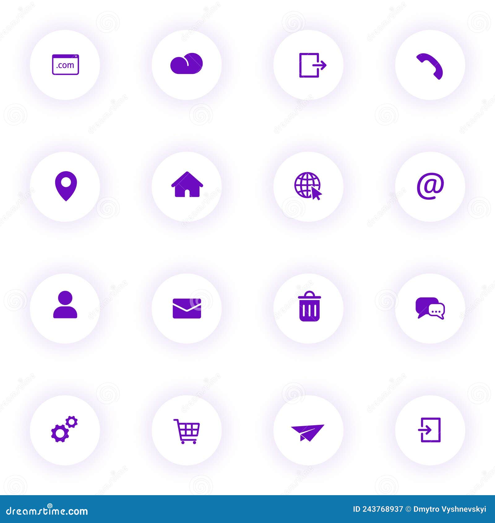 Web Purple Color Vector Icons Stock Vector - Illustration of icons ...