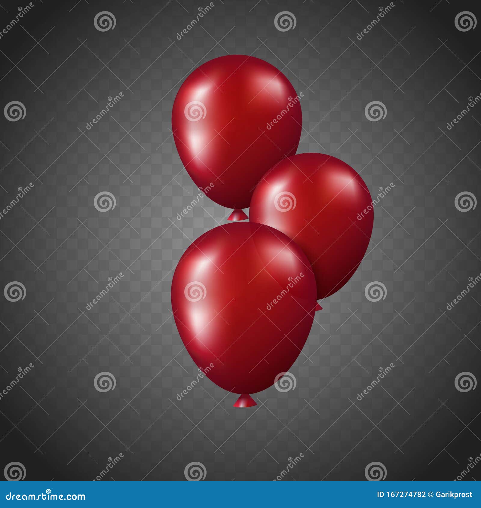 Realistic Red Balloons. Template for Banner Bunch Scarlet Balloons ...