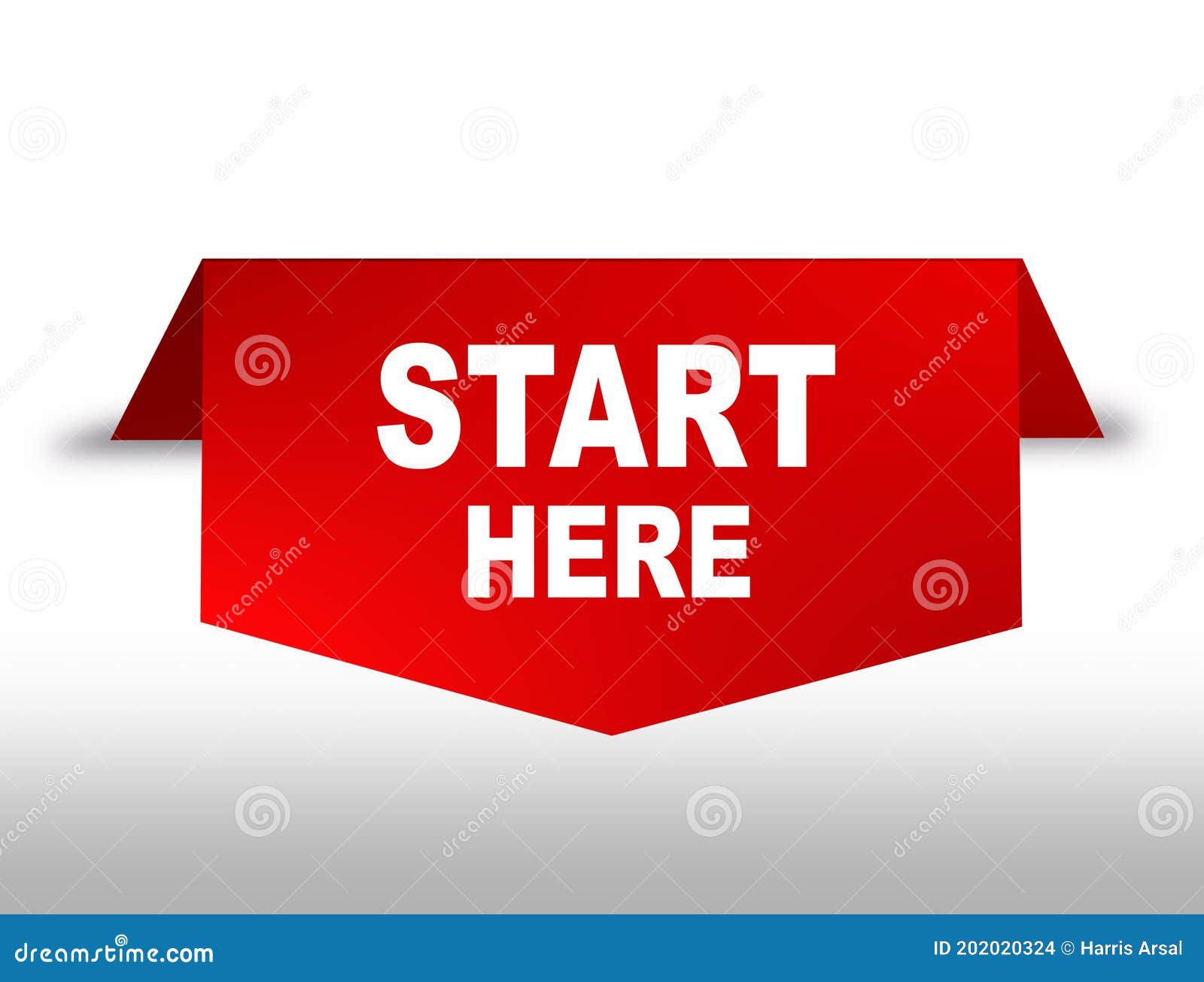 Red Flat Banner for Start Here Stock Illustration - Illustration of ...