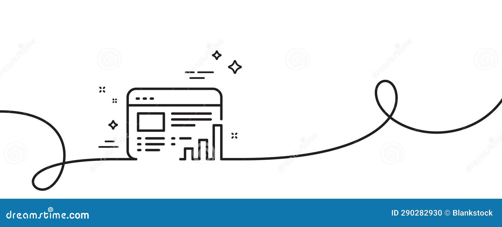 Web Report Line Icon Column Graph Sign Continuous Line With Curl Vector Stock Illustration