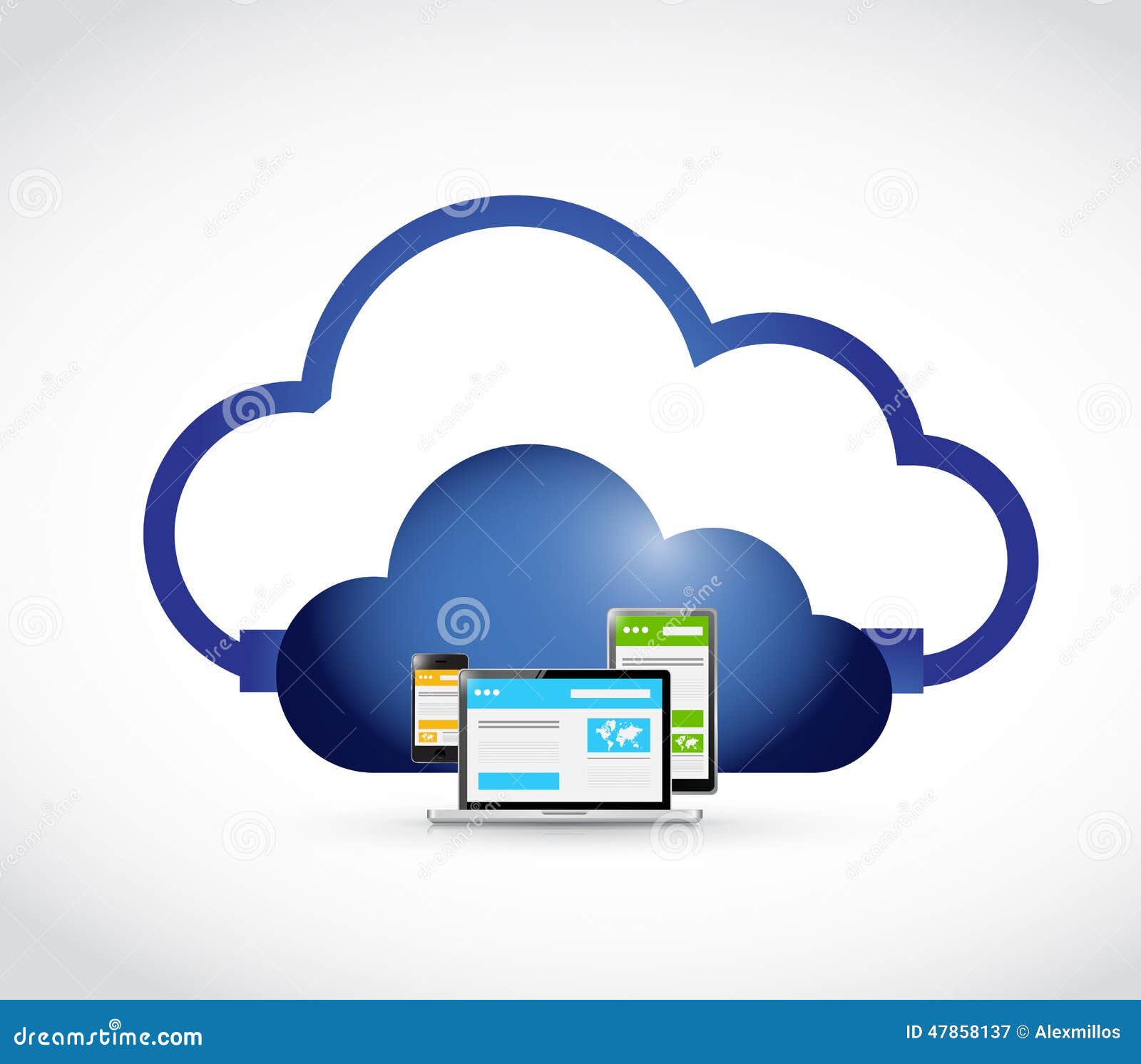 Web Responsive Site and Cloud Connection Stock Illustration ...