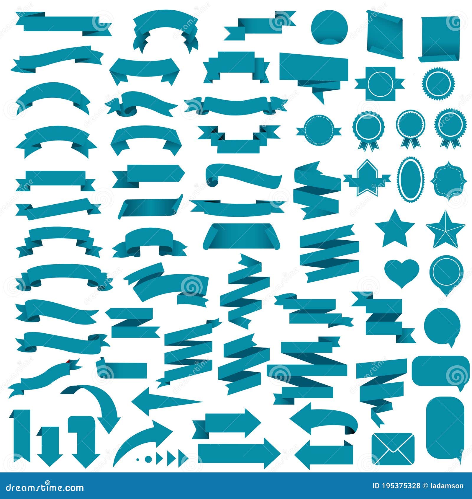 Web Ribbon Set Isolated stock vector. Illustration of greens - 195375328