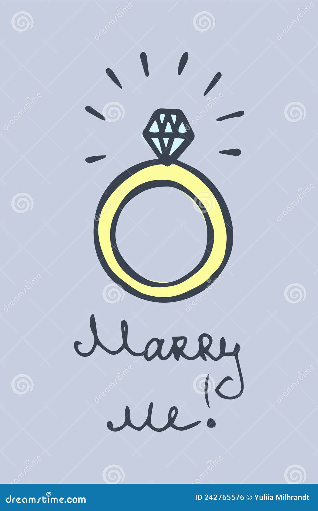 A Ring with a Diamond. Hand Drawn Doodle Stock Illustration ...