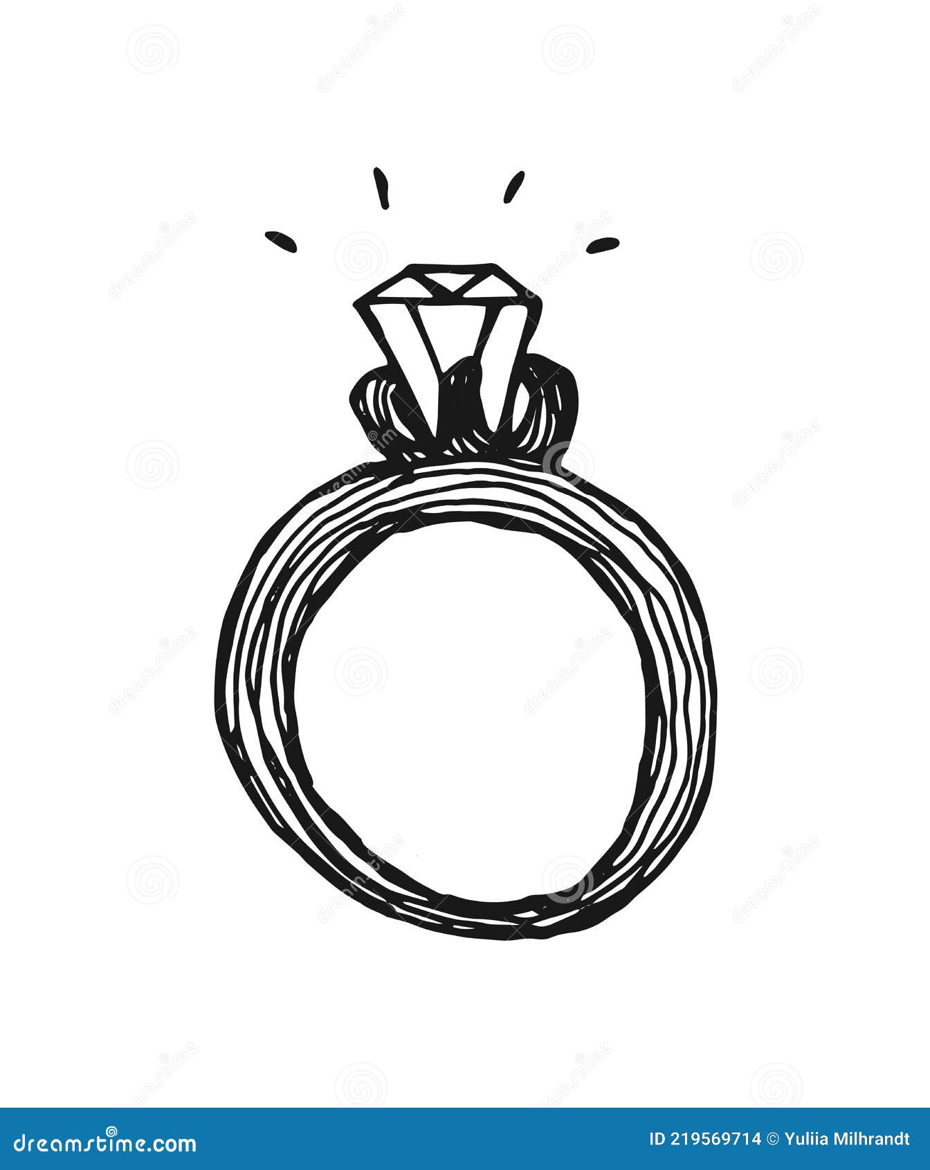 A Ring with a Diamond. Hand Drawn Doodle Stock Illustration ...