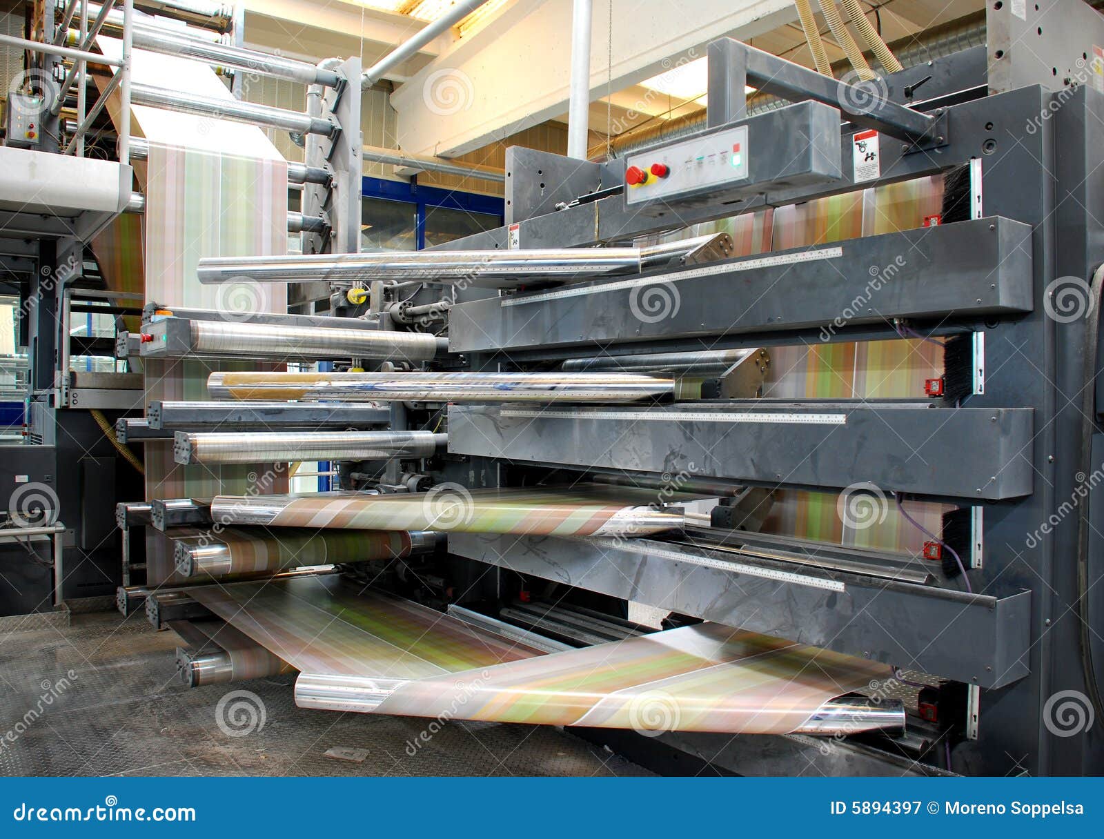 Web (rolls) Offset Press - Detail Stock Image - Image of prepress ...