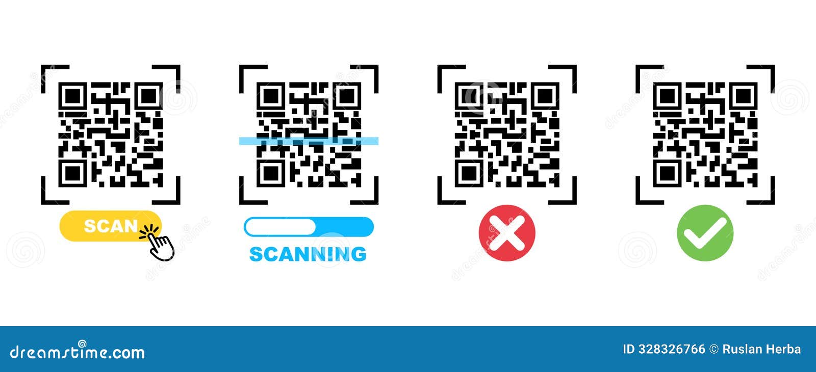 Scanning Process for Qr Code. Set of Scan Icon Stock Illustration ...