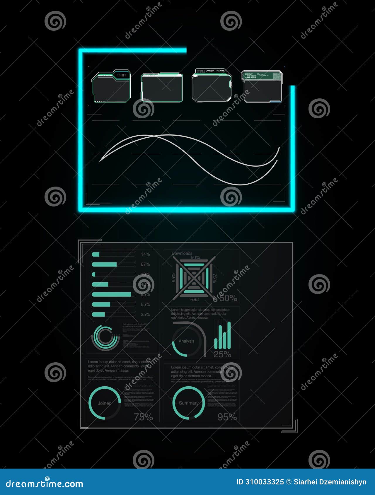 Sci Fi Modern User Interface Elements. Futuristic Abstract HUD Frame Screen Stock Illustration ...