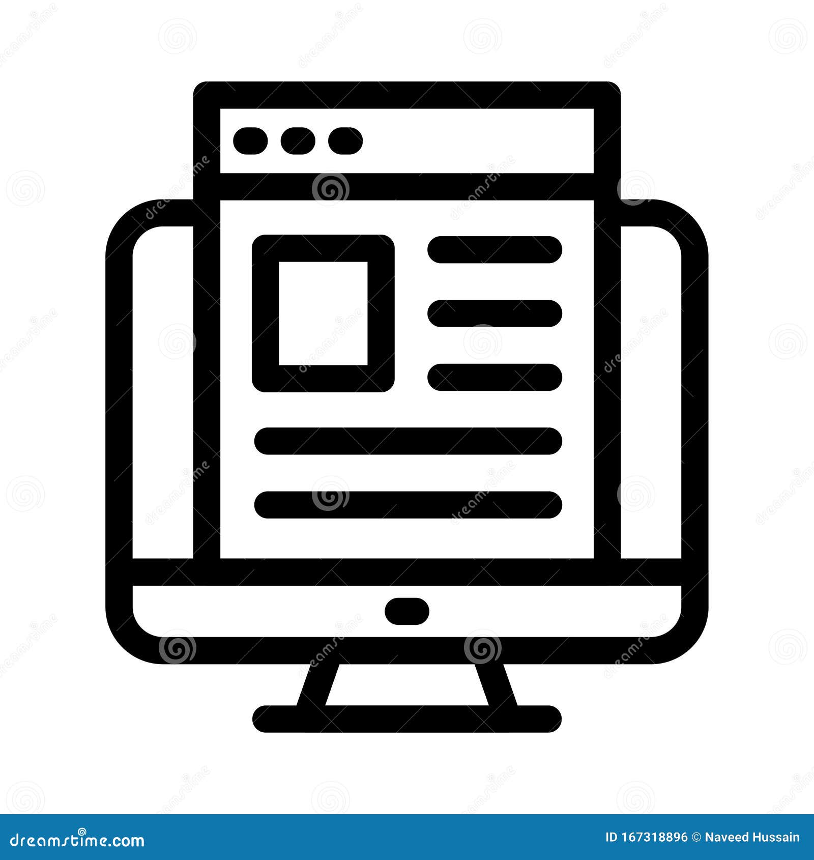 Web Screen Vector Thin Line Icon Stock Vector - Illustration of ...