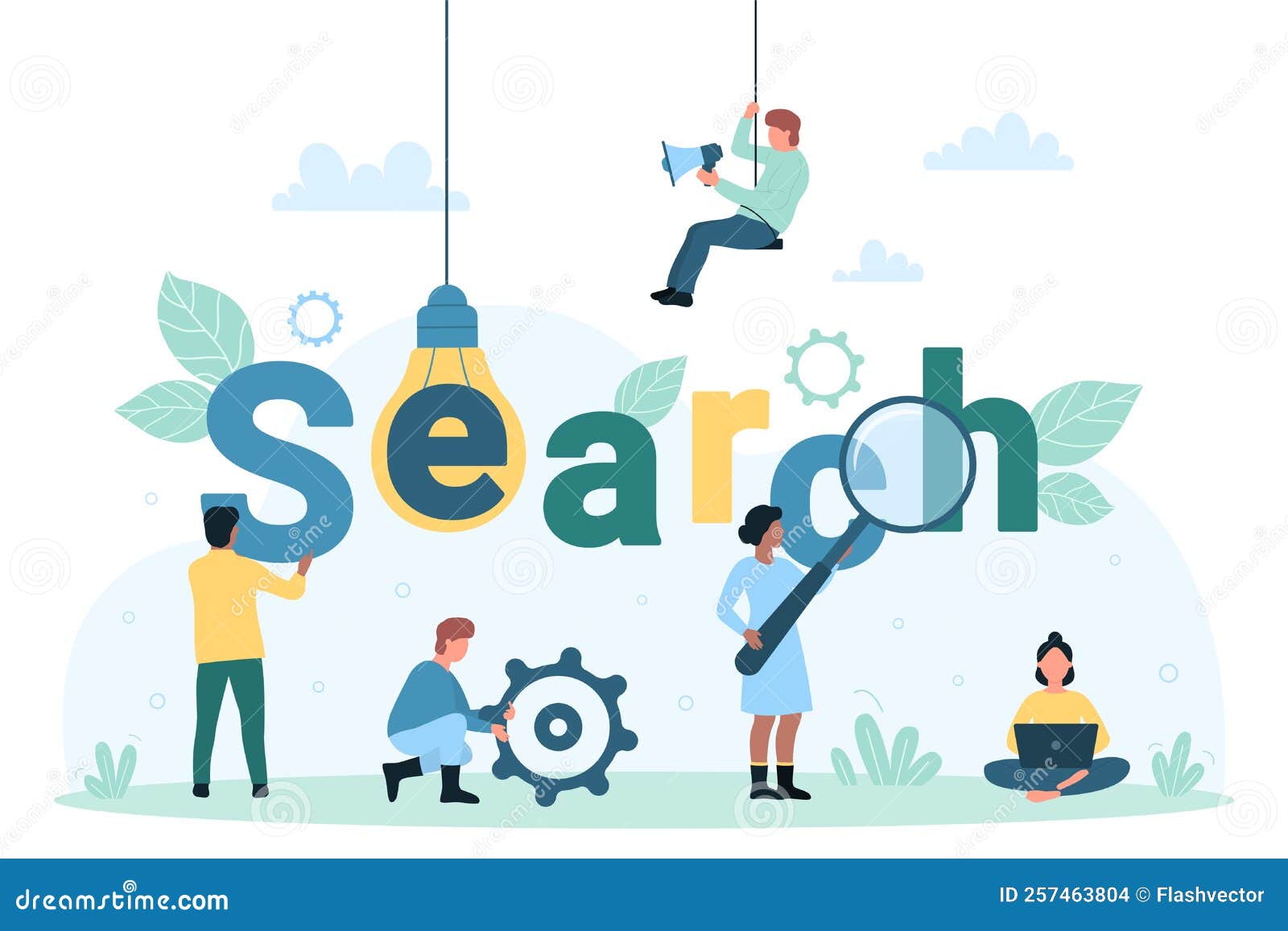 Web Search Analytics, Tiny People Look through Magnifying Glass at ...