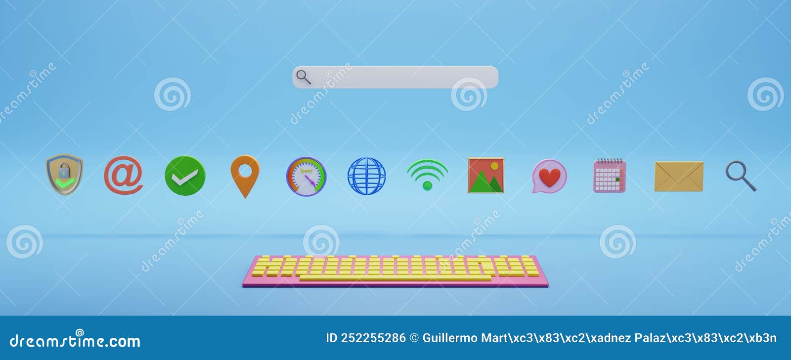 Web Search Engine with Computer Keyboard and Internet Symbols and Icons ...