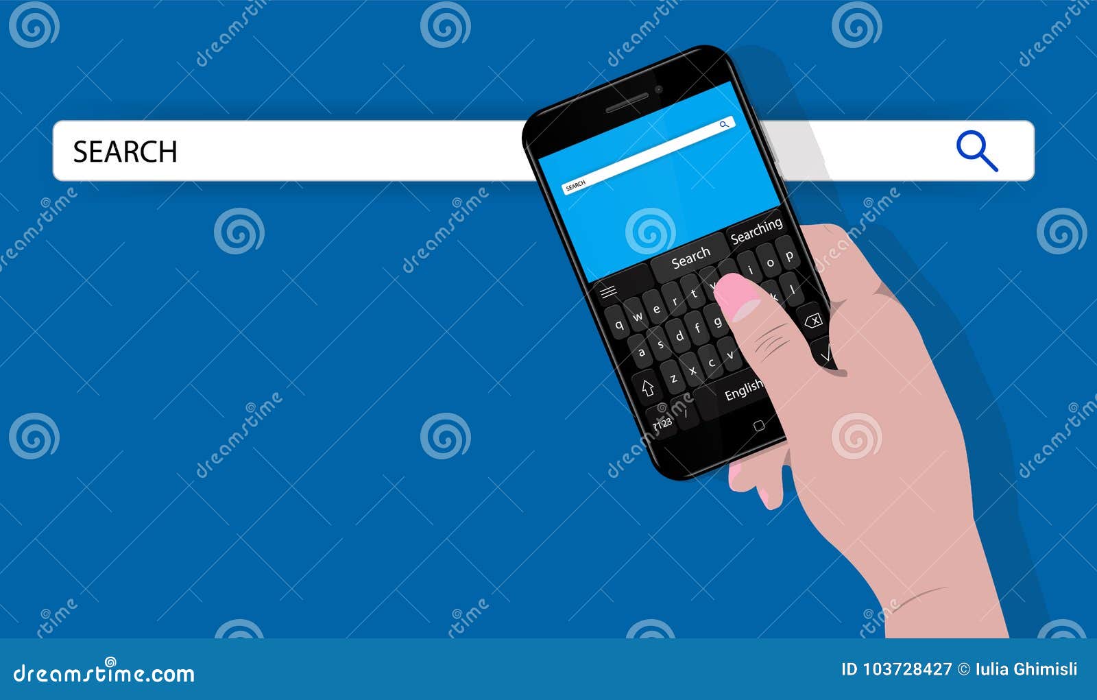 Web Search by Smartphone Concept. Browser Background Stock Vector ...