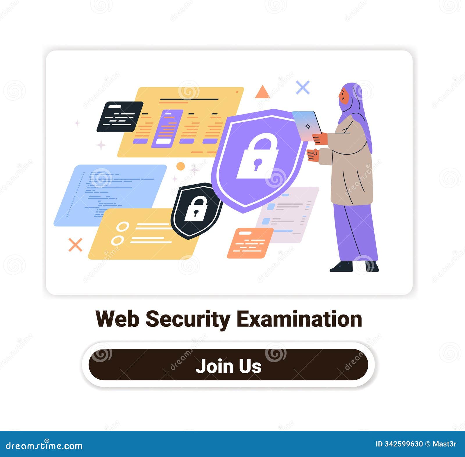 Web Security Examination Concept Person Analyzing Laptop Locks Code ...