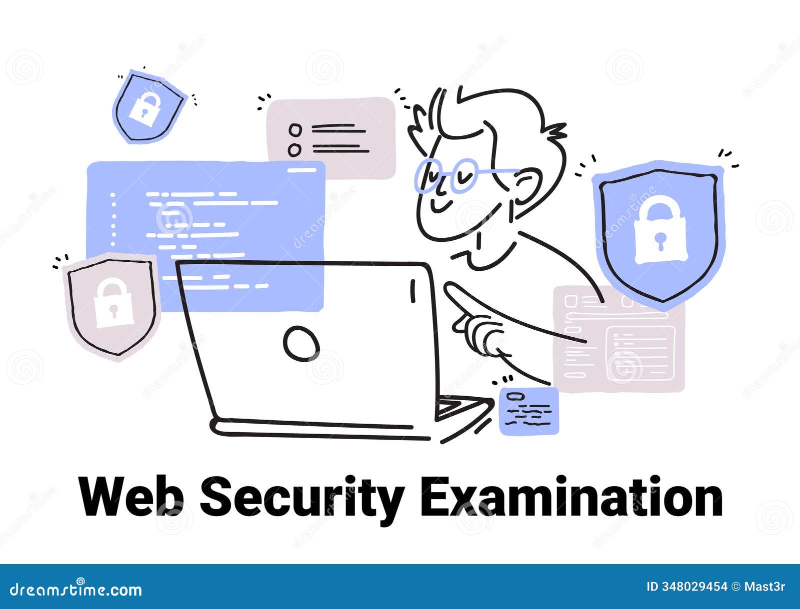 Web Security Examination Concept Person Analyzing Laptop Locks Code ...