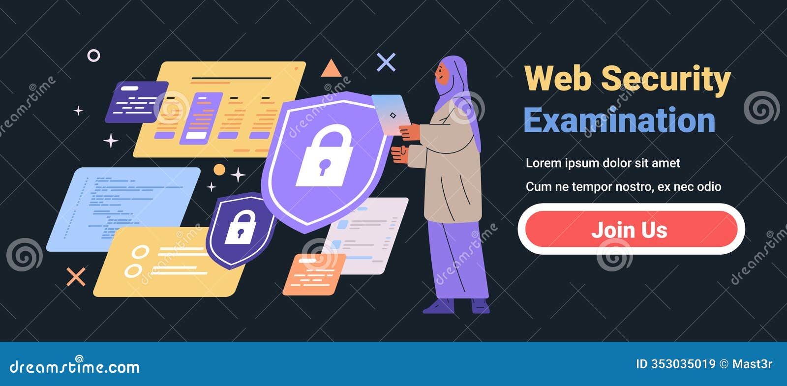Web Security Examination Concept Person Analyzing Laptop Locks Code ...