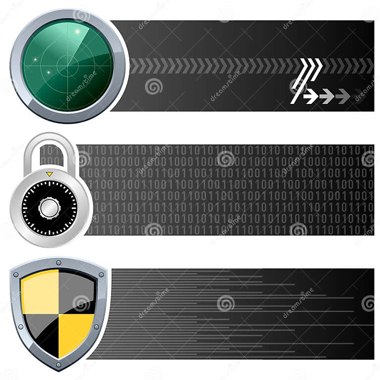 Web Security Horizontal Banners Stock Vector - Illustration of computer ...