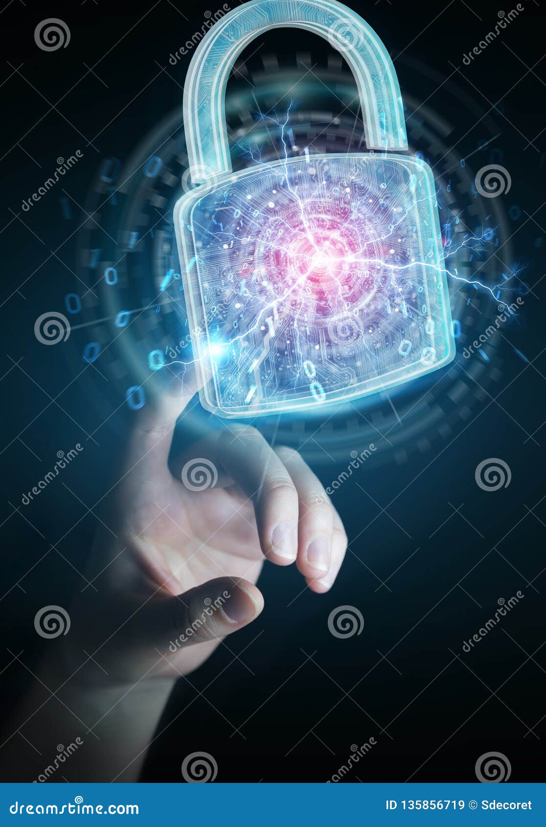 Web Security Protection Interface Used by Businesswoman 3D Rendering ...