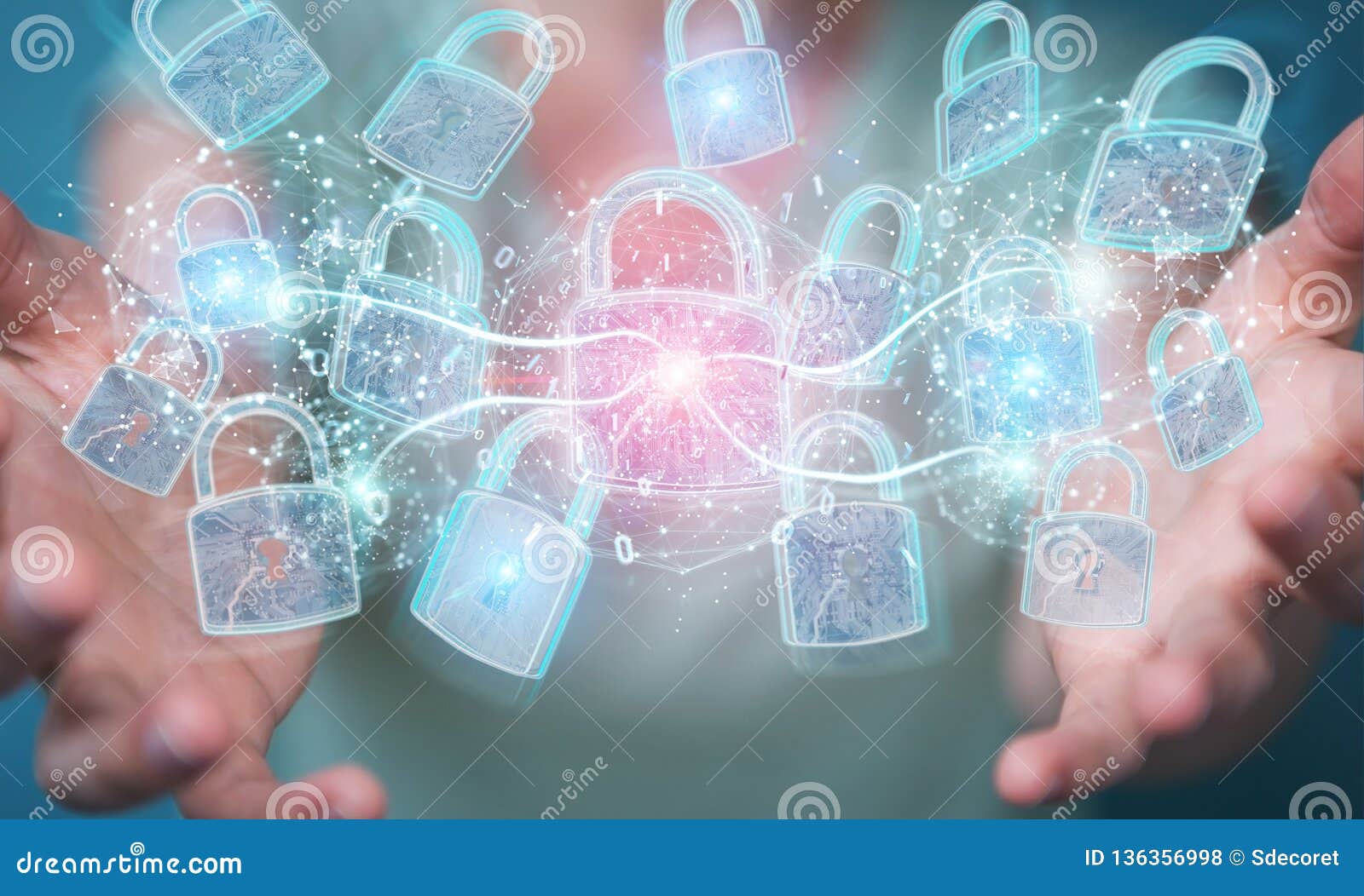 Web Security Protection Interface Used by Businesswoman 3D Rendering ...