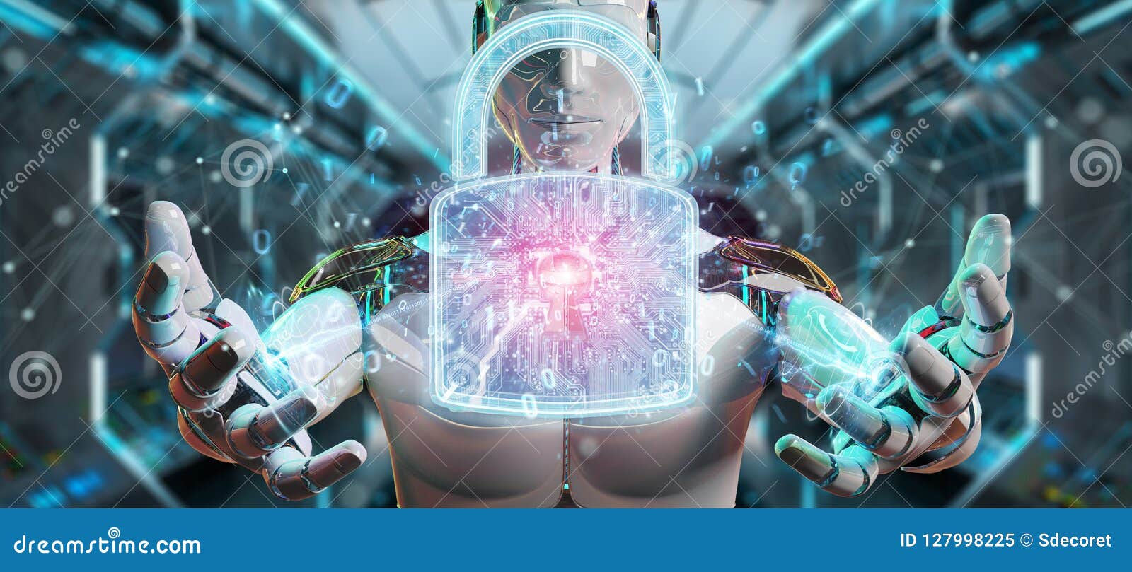 Web Security Protection Interface Used by Robot 3D Rendering Stock ...