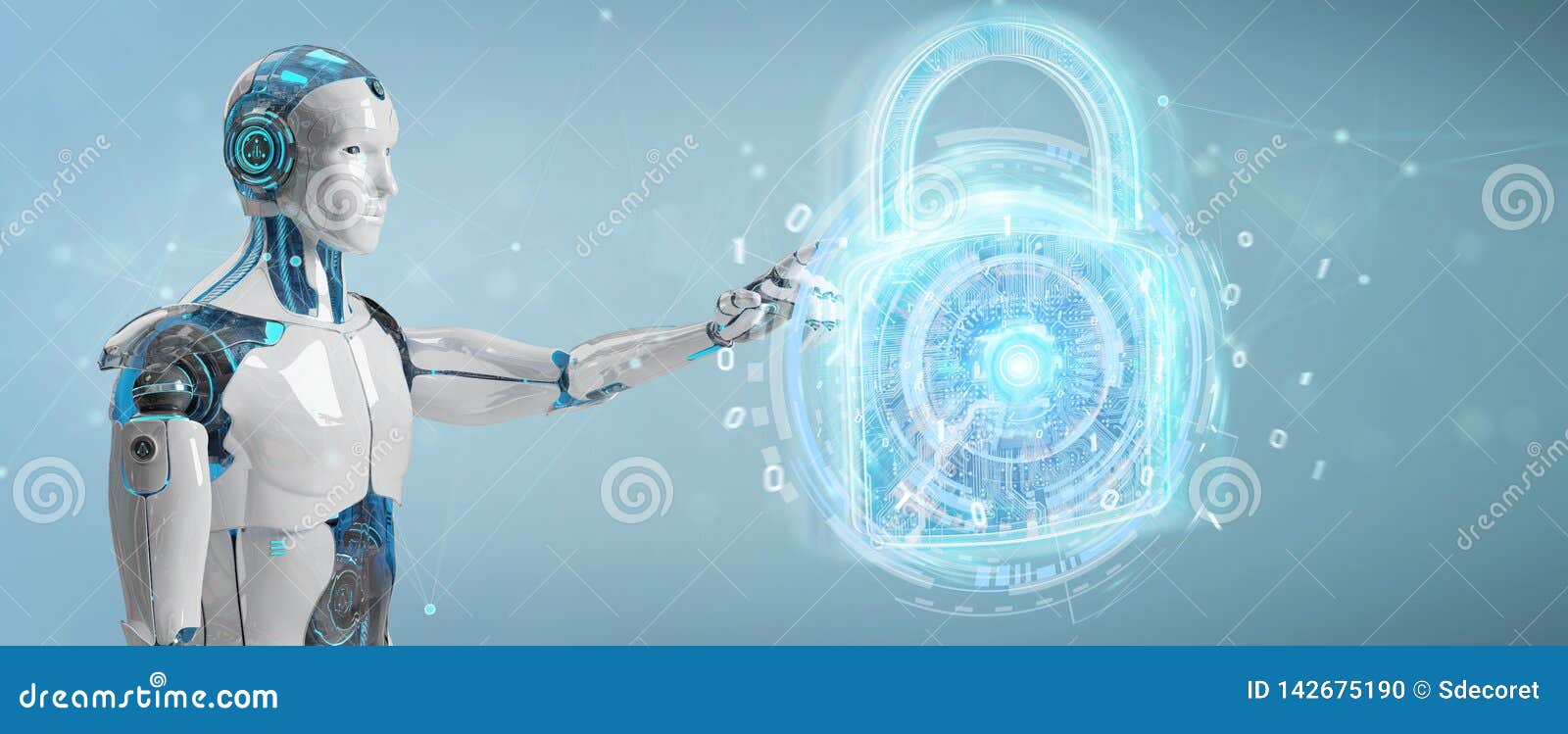 Web Security Protection Interface Used by Robot 3D Rendering Stock ...