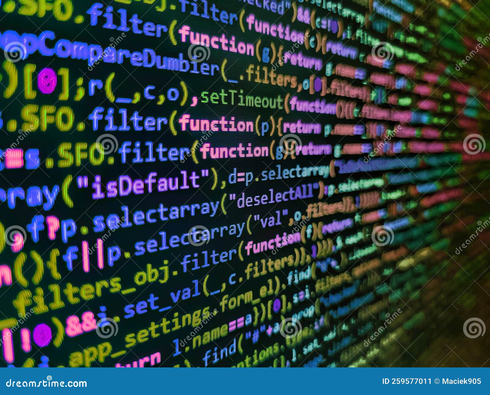 Web Server Data on a Monitor. Application Web Source Code on Monitor ...