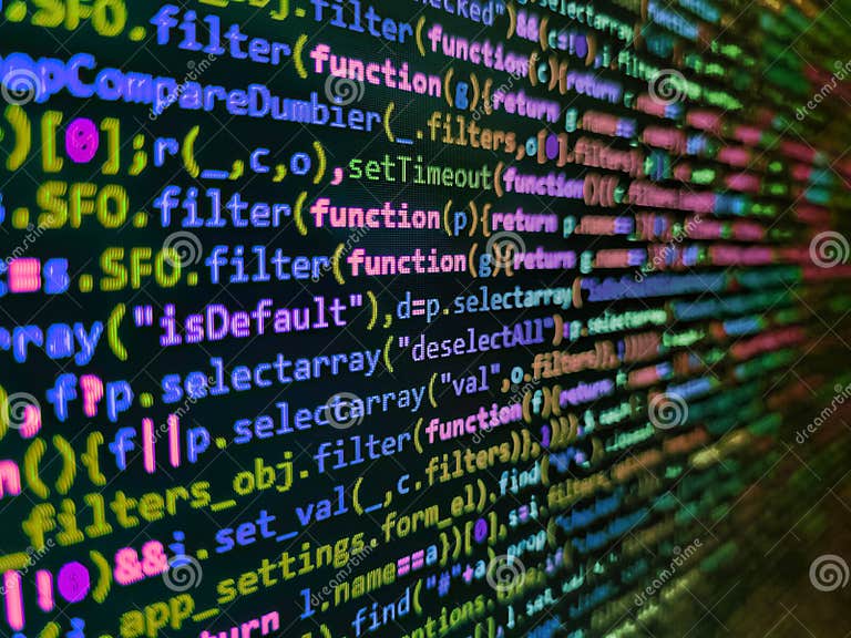 Web Server Data on a Monitor. Application Web Source Code on Monitor ...