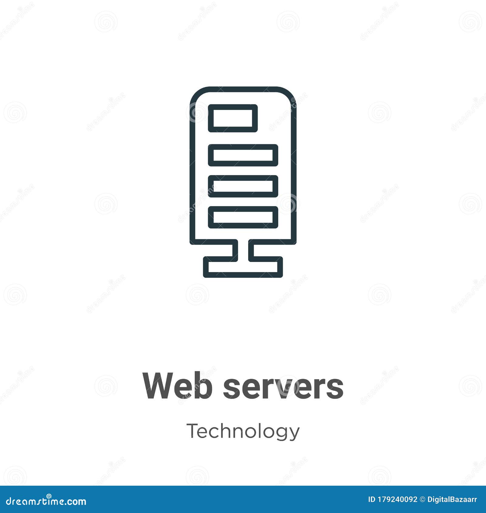 Web Servers Outline Vector Icon. Thin Line Black Web Servers Icon, Flat ...