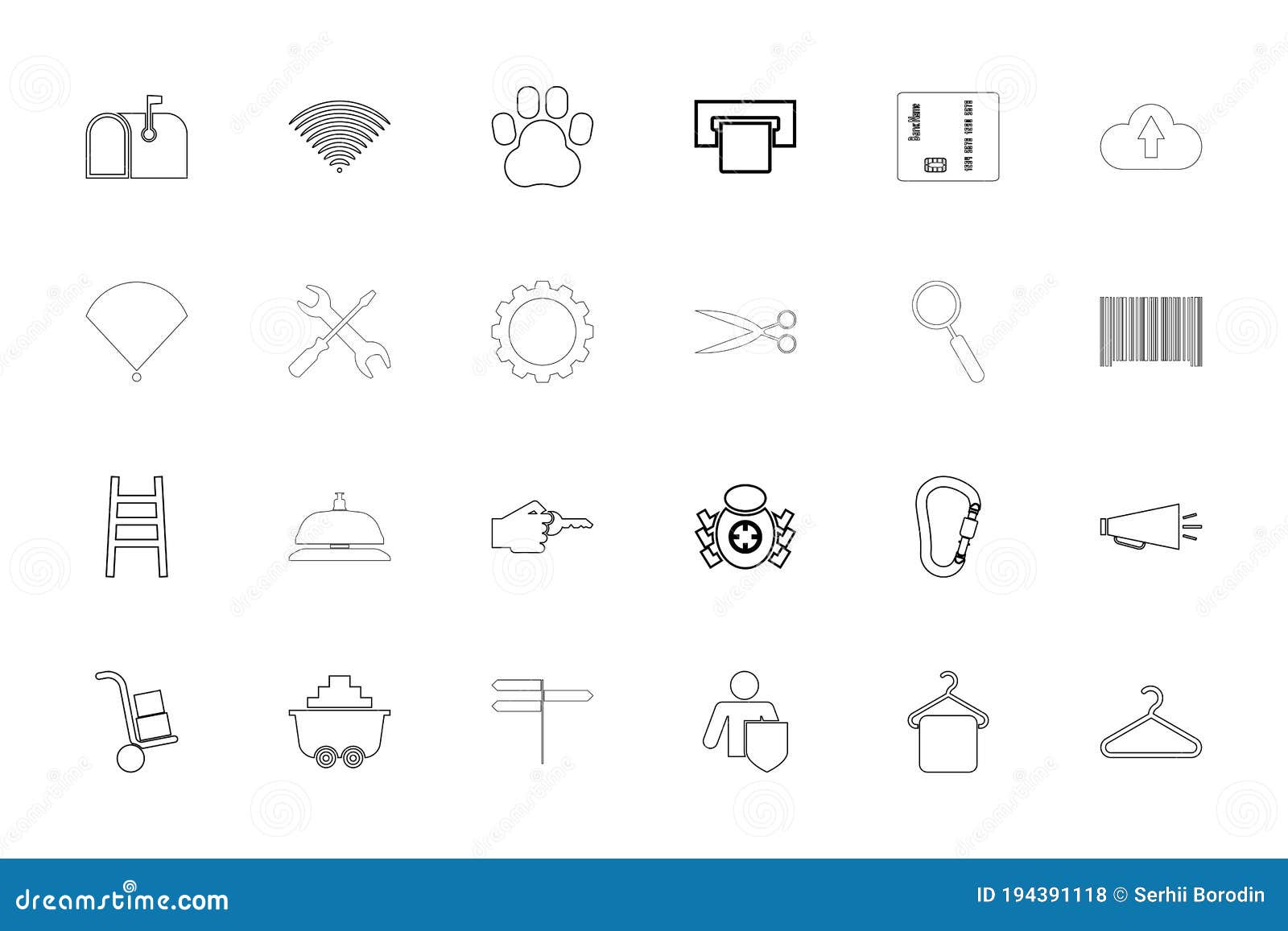 Web Service Outline Black Color Set Outline Style Flat Vector Image ...