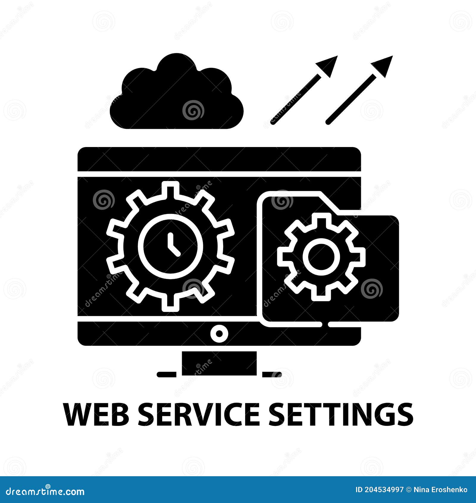 Web Service Settings Icon, Black Vector Sign with Editable Strokes, Concept Illustration Stock ...