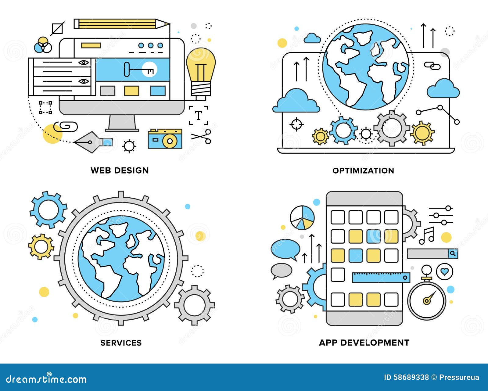 Web Services Flat Line Illustration Stock Vector - Illustration of ... Web Services Flat Line Illustration Stock Vector - Illustration of ...