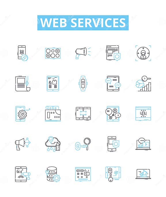 Web Services Vector Line Icons Set. Web, Services, API, REST, SOAP ...