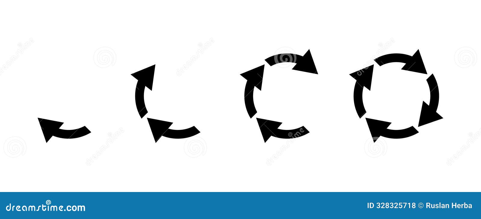 Set of Black Circular Arrows. Refresh or Recycle. Reset, Synchronize ...