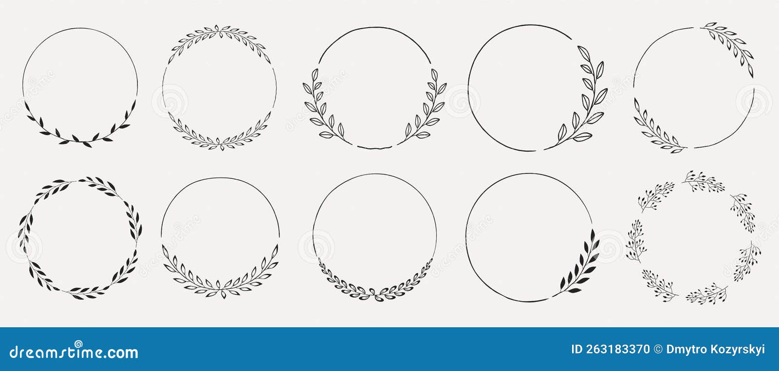 Set of Black Laurels Frames Branches. Vintage Laurel Wreaths Collection ...