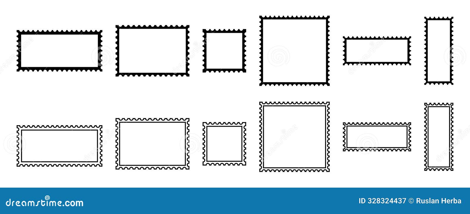 Black Postage Stamp Frame, Zigzag Border Vector Illustration , Mockup ...