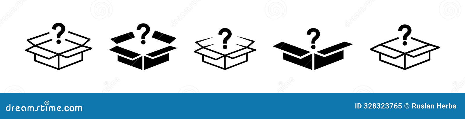 Set of Box with Question Marks Vector Icons. Mystery, Surprise or ...