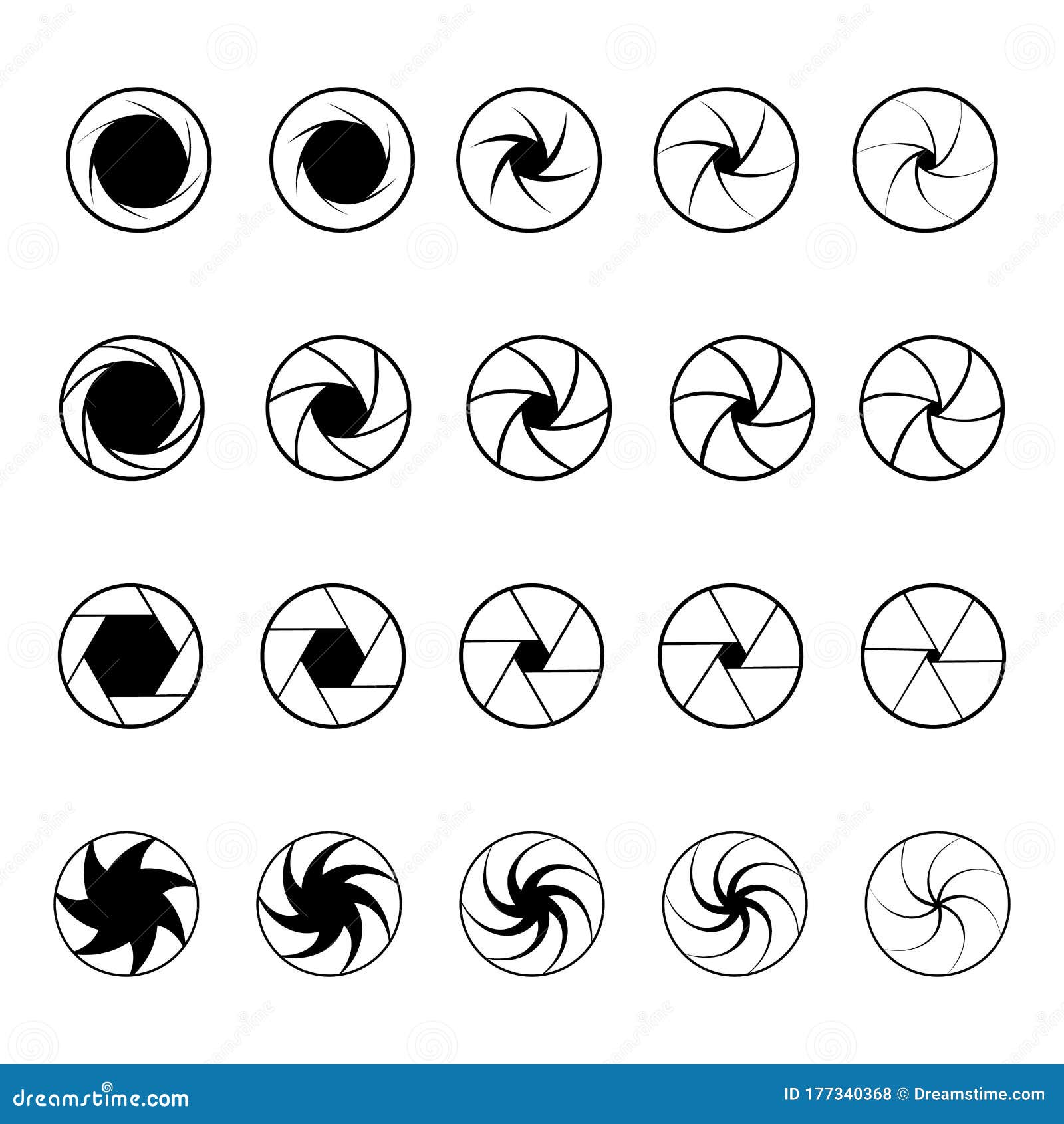 Set of camera shutter stock vector. Illustration of optical - 177340368