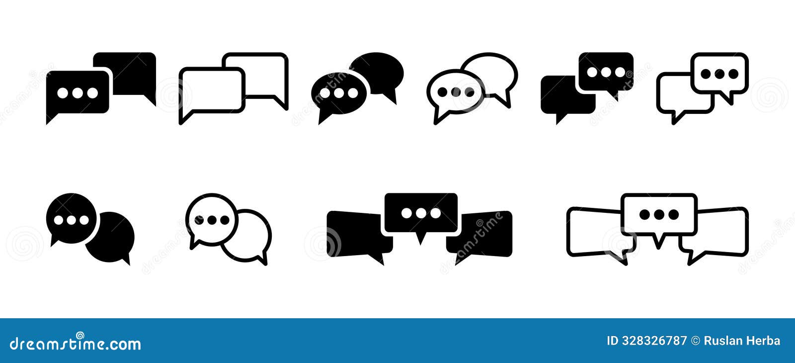 Set of Chat or Message Vector Icons. Comment, Dialog, Online Support ...