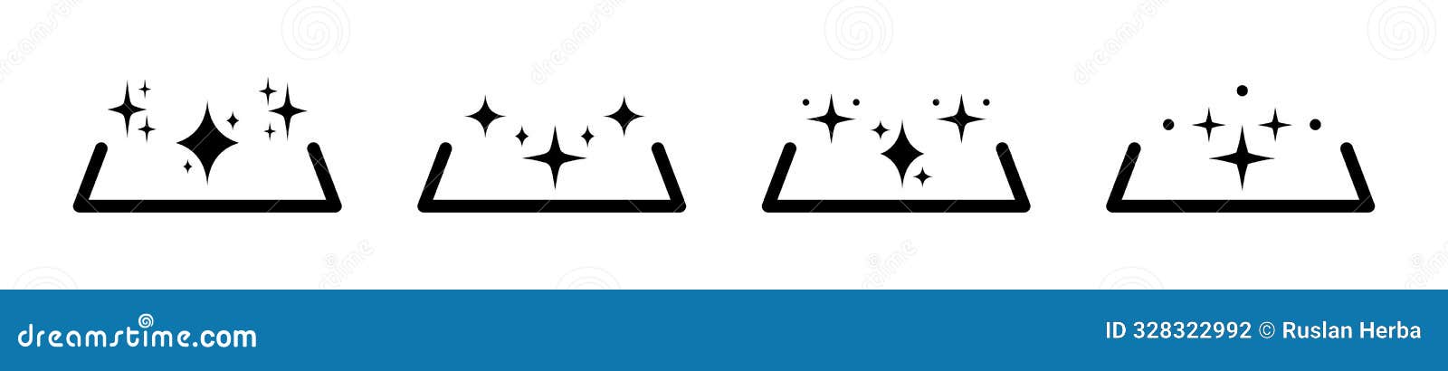 Set of Clean Surface Vector Icons. Cleanliness, Sparkle and Shiny ...
