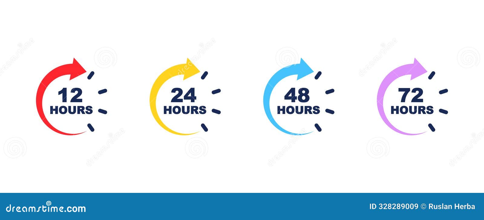 Set of Clock with 12, 24, 48, 72 Hours. Time with Arrow Stock Vector ...