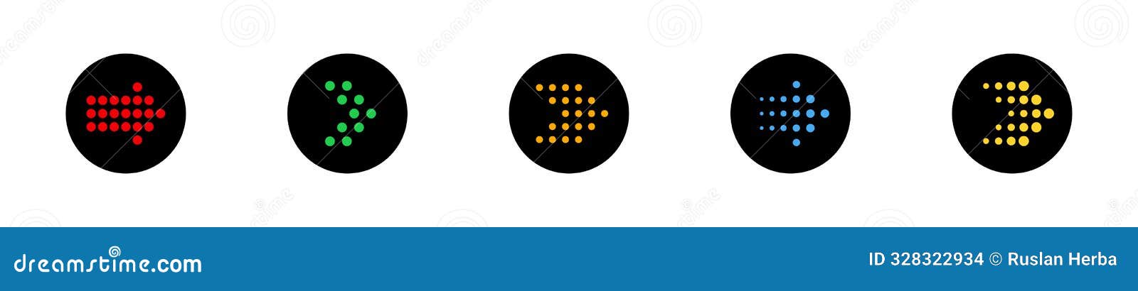 Dotted Arrows Big Vector Set Of Icons Or Logos, Collection Of Direction ...