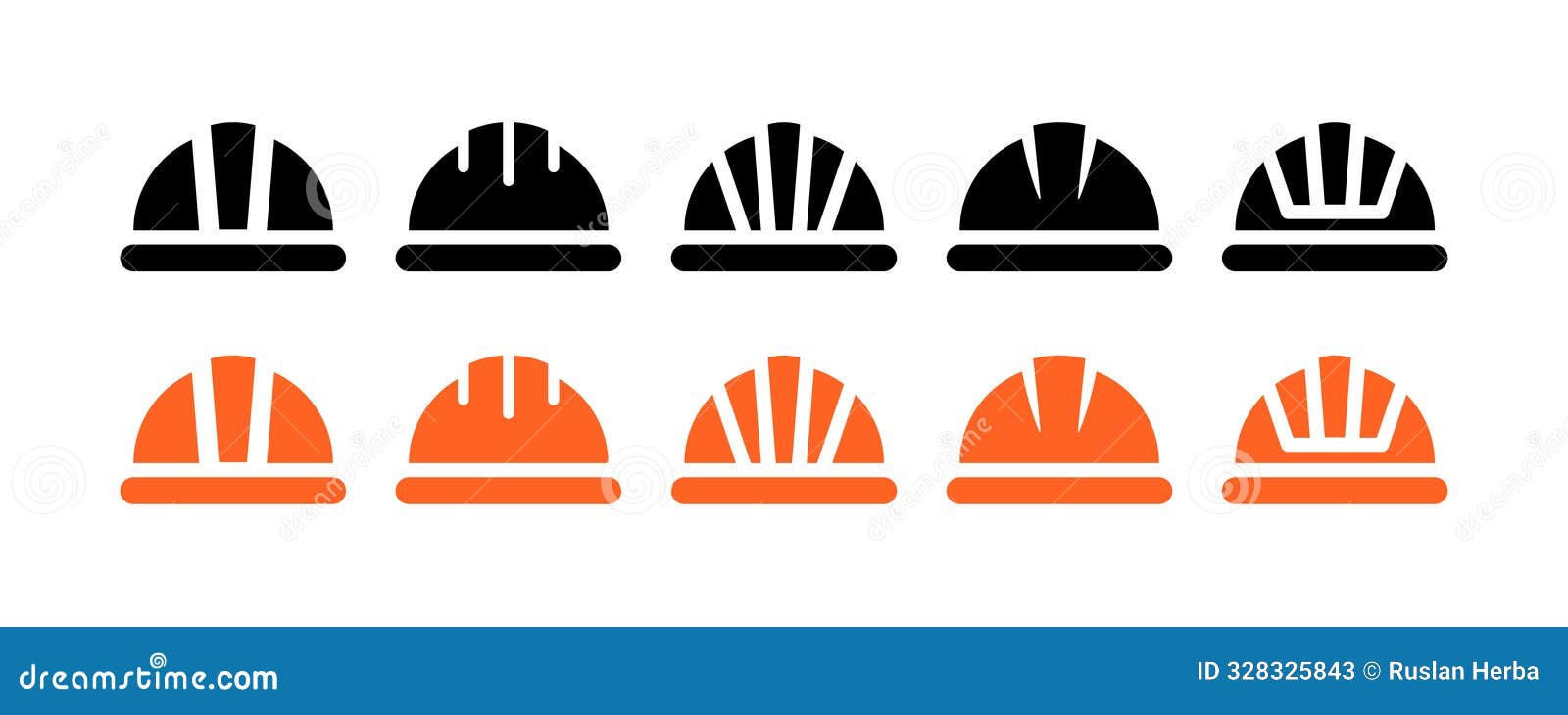 Set of Construction Helmet Vector Icons. Safety Hardhat. Wear Plastic ...