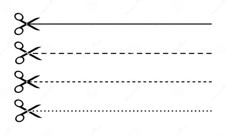 Set of Cut Scissor. Cutting Paper on Border and Line. Cut Scissor on ...