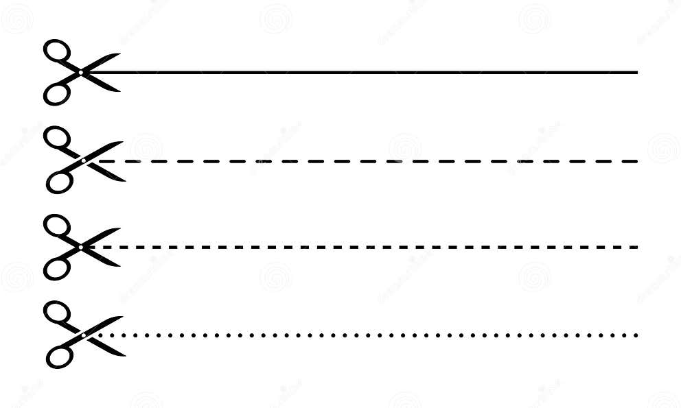 Set of Cut Scissor. Cutting Paper on Border and Line. Cut Scissor on ...