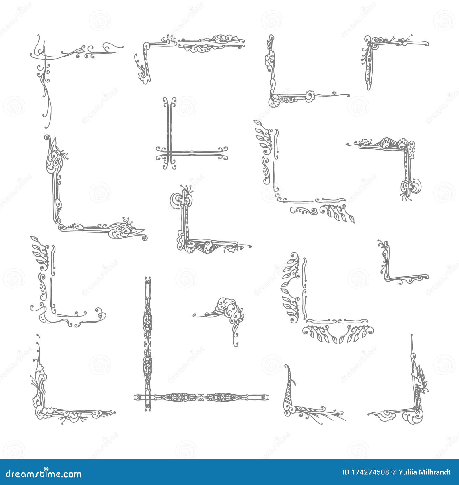Set of Decorative Corners. Vector Stock Illustration - Illustration of ...