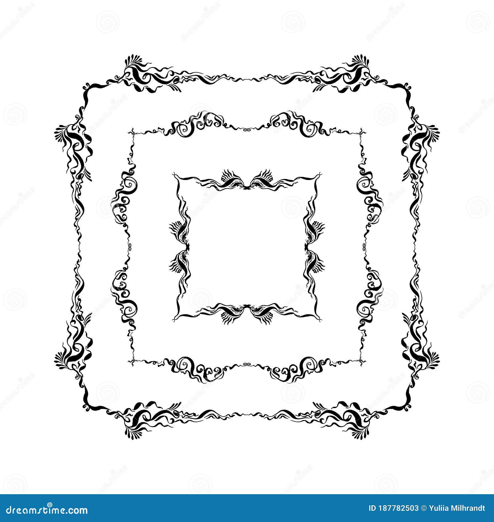 Set of Decorative Frames. Hand Drawn Vector Stock Illustration ...