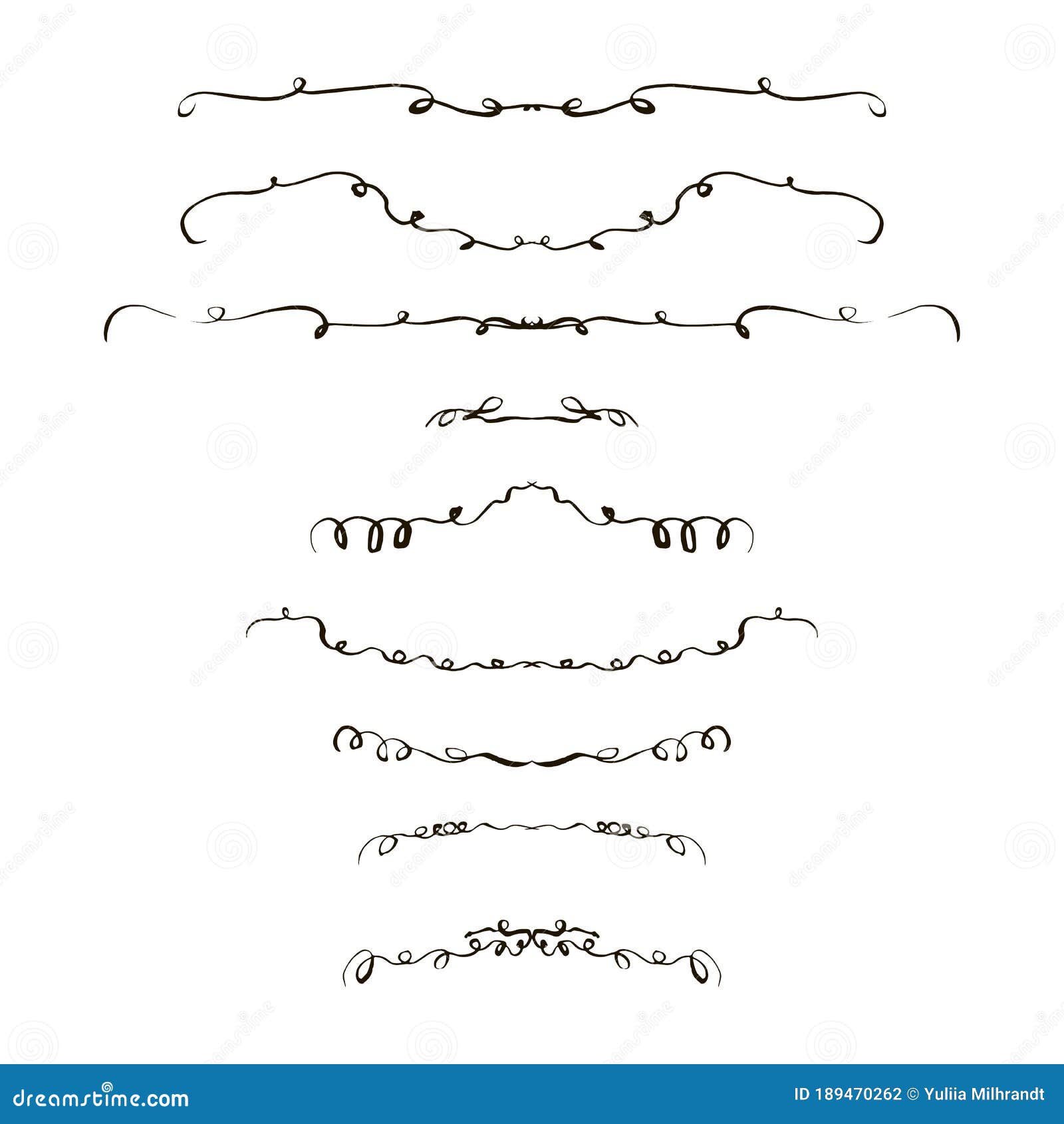 Set of Decorative Text Dividers. Hand Drawn Stock Illustration ...