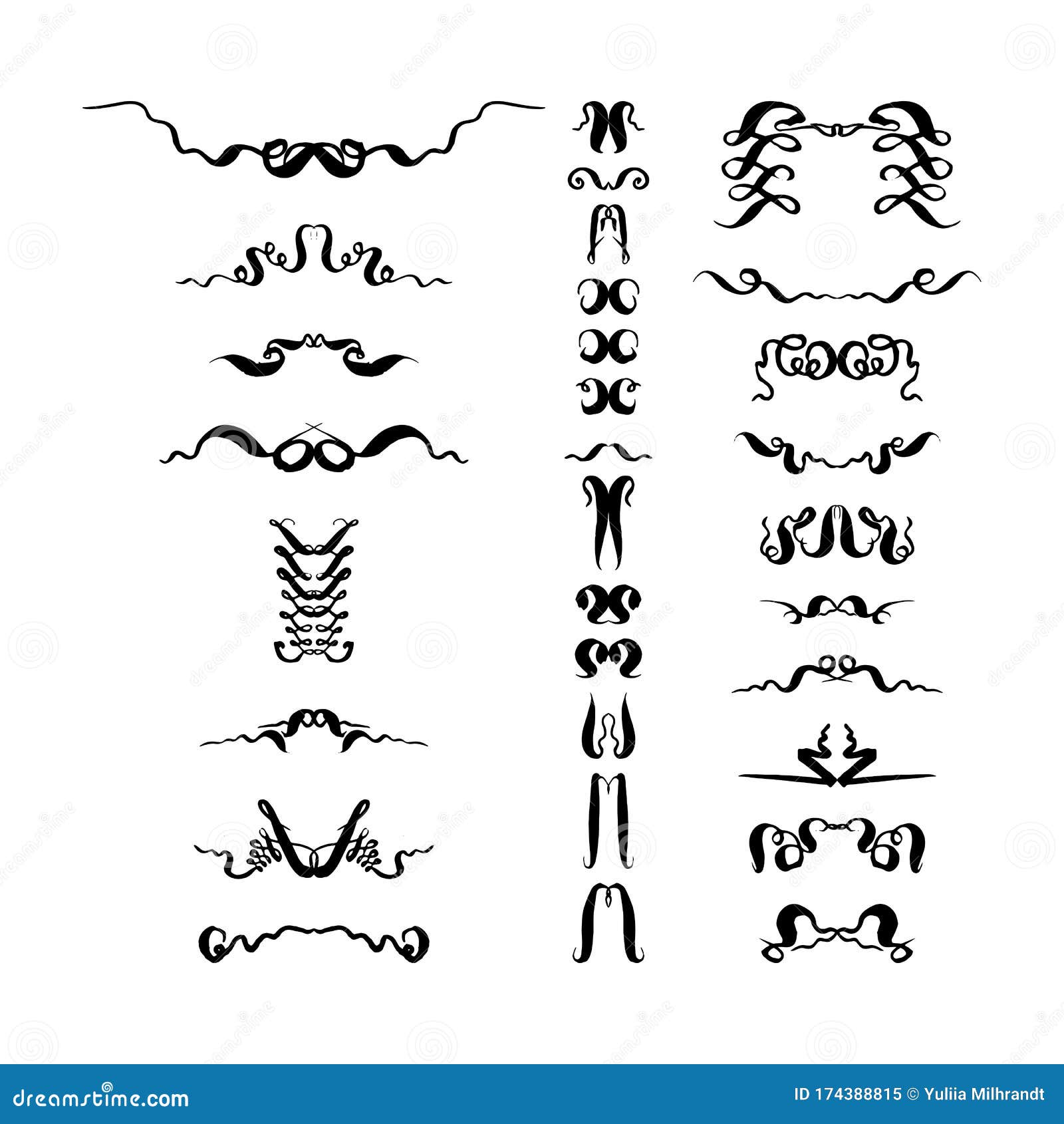 Handwritten Calligraphic Design Elements, Text Dividers. Hand Drawn ...