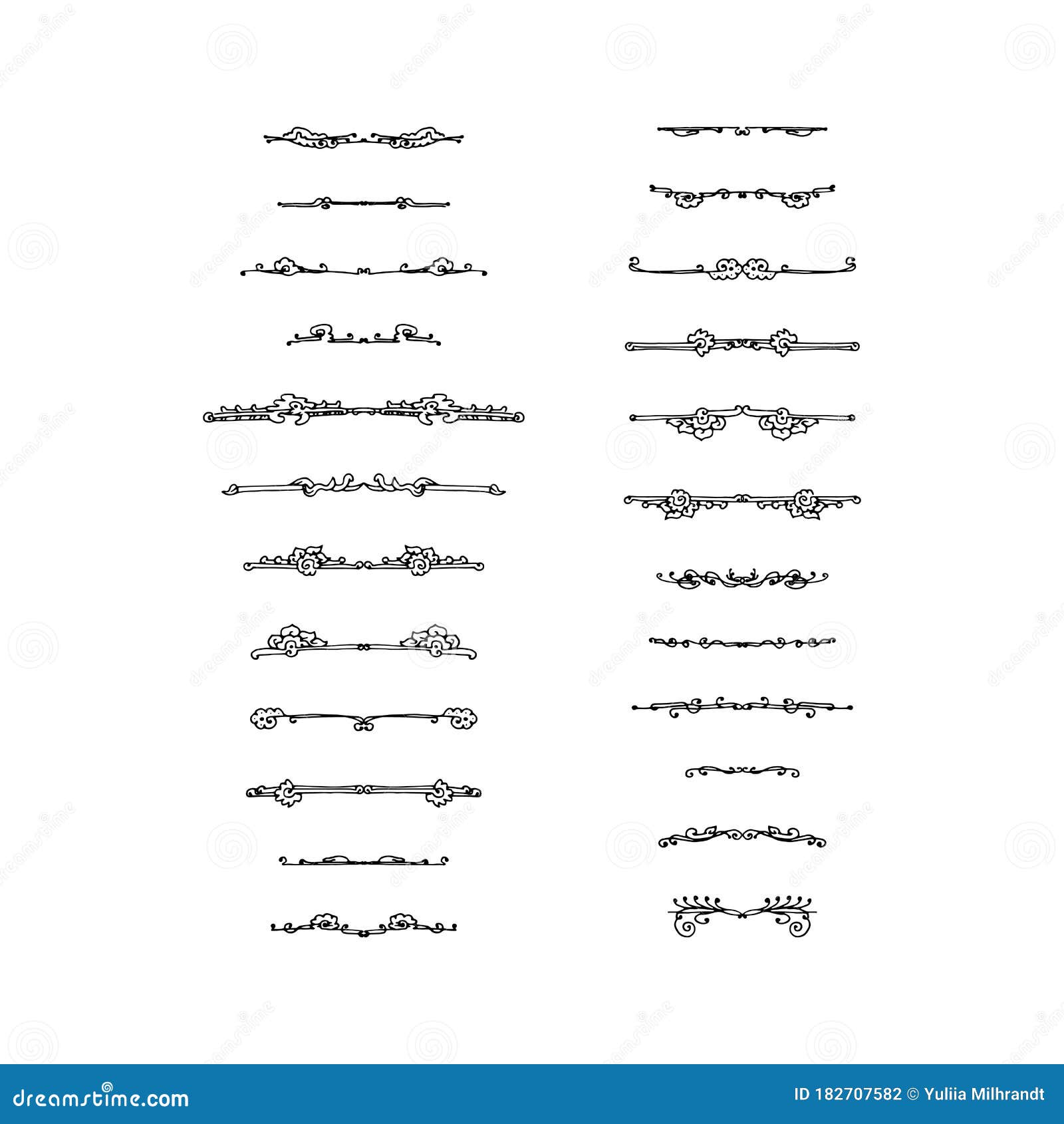 Decorative Elements Text Dividers for Design. Vector Monochrome is Hand ...