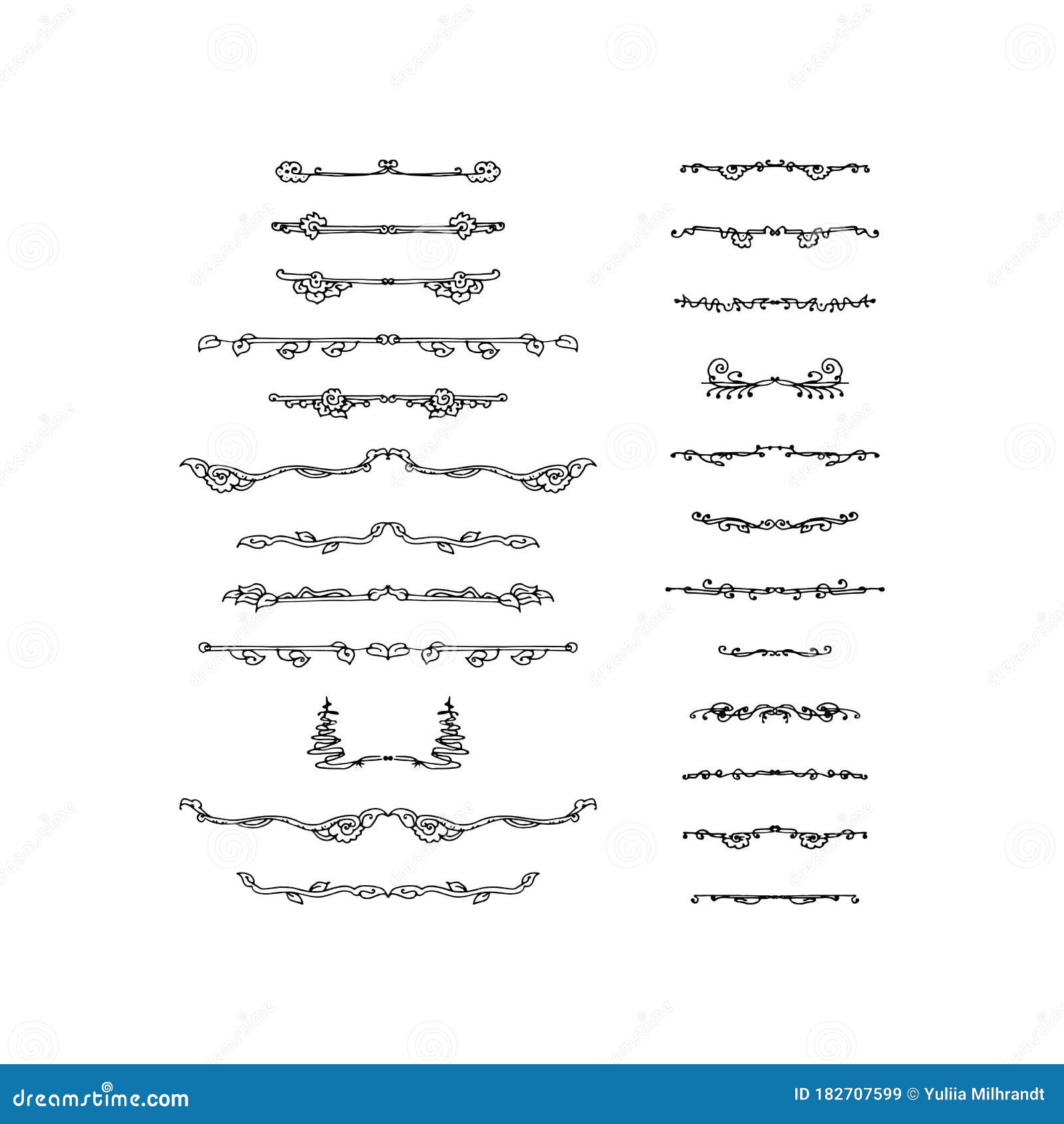 Decorative Elements Text Dividers for Design. Vector Monochrome is Hand ...