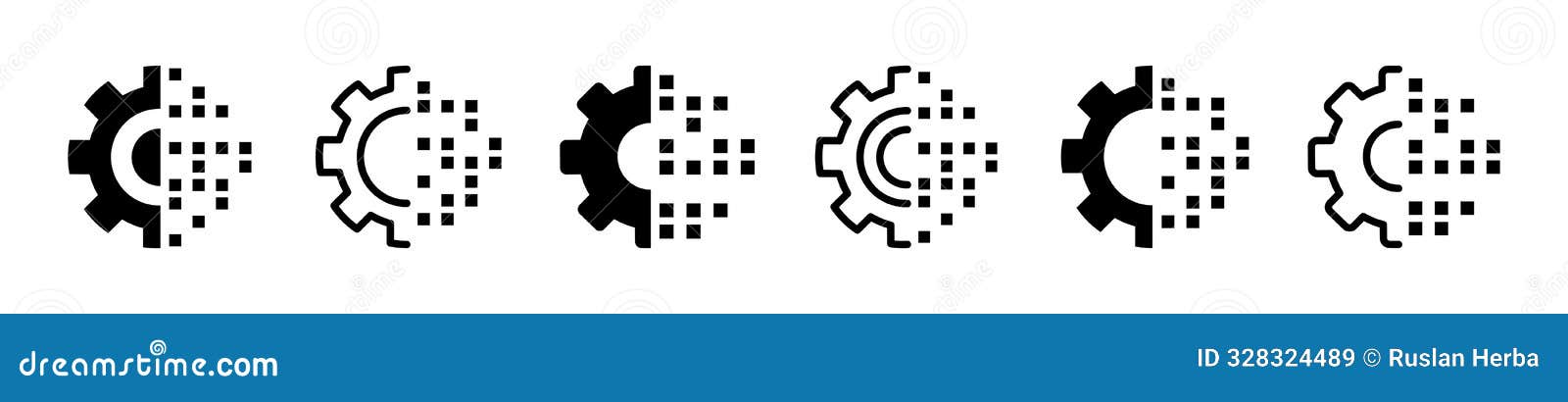 Set of Digital Transformation Vector Icons. Digitization of Data ...