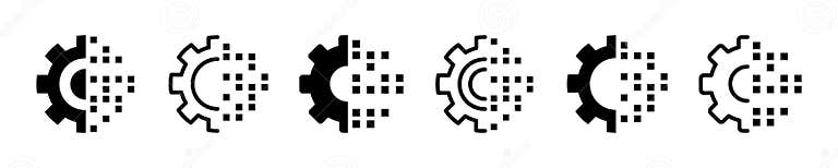 Set of Digital Transformation Vector Icons. Digitization of Data ...